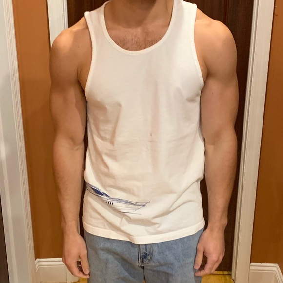 Shirts | Basic White Tank With Ship Detail | Poshmark